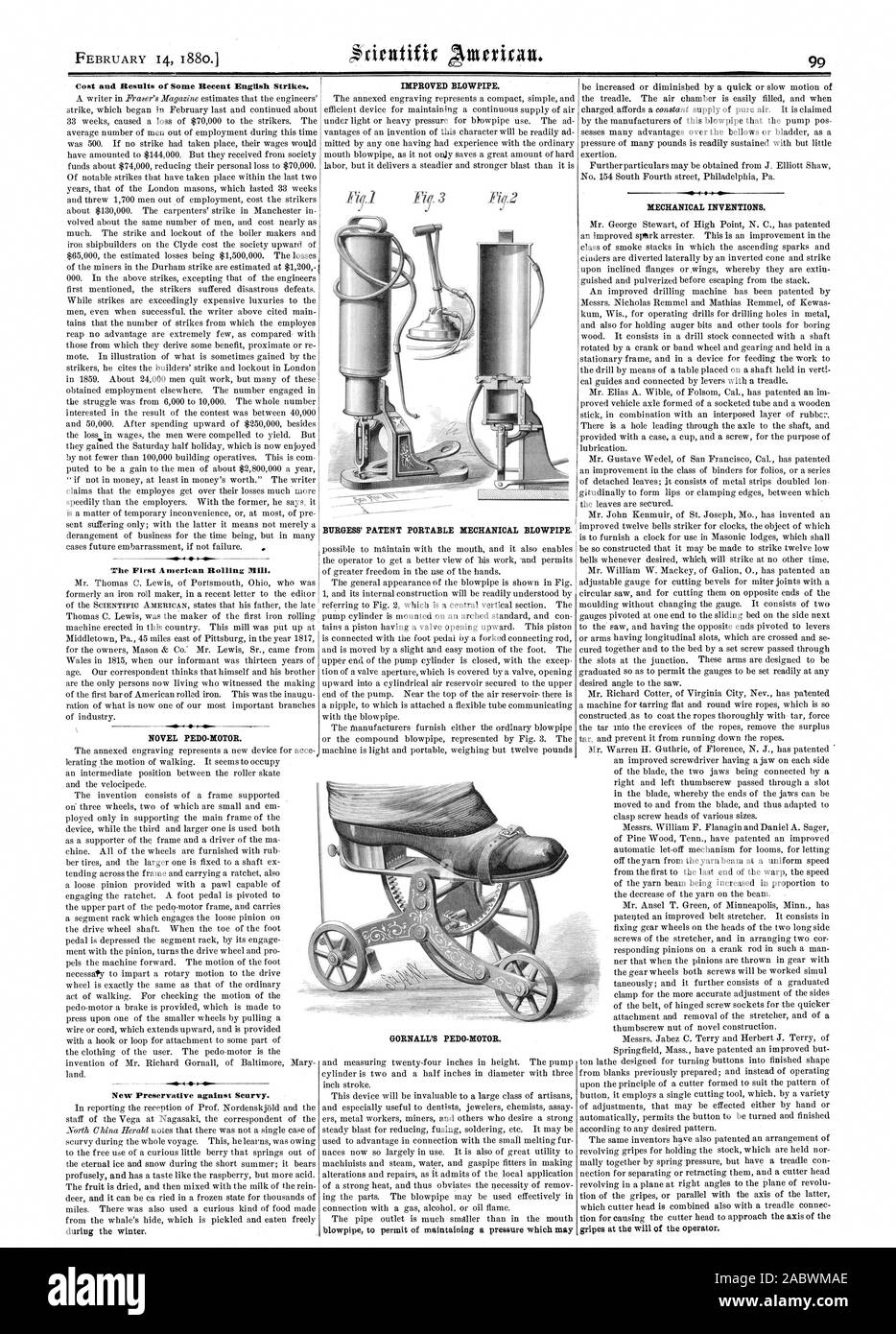 Burgess patent portable mechanical mechanical inventions hi-res stock ...