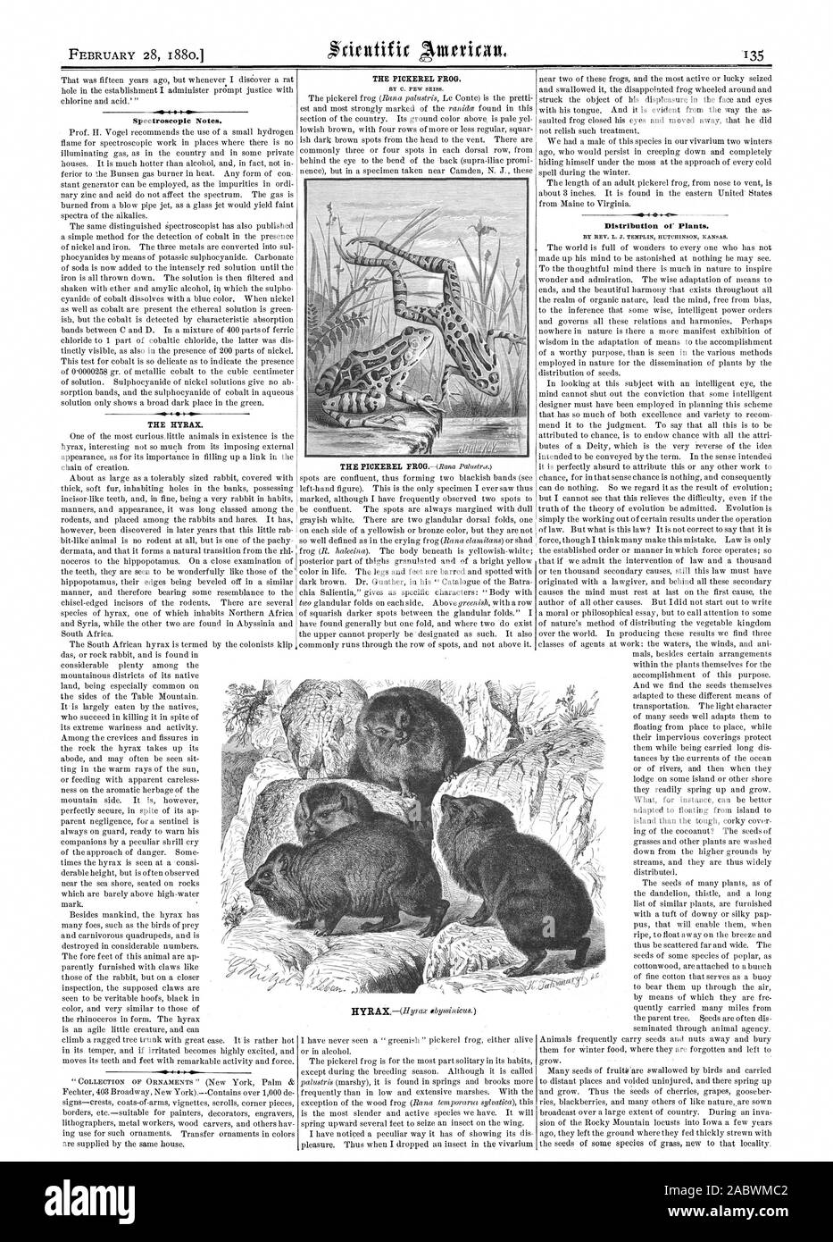 Spectroscopic Notes. THE PICKEREL FROG. Distribution of Plants ...