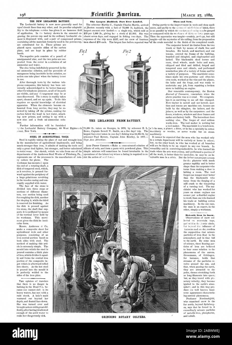 THE NEW LECLANCHE BATTERY. STEEL IN AGRICULTURAL TOOLS. The Largest ...