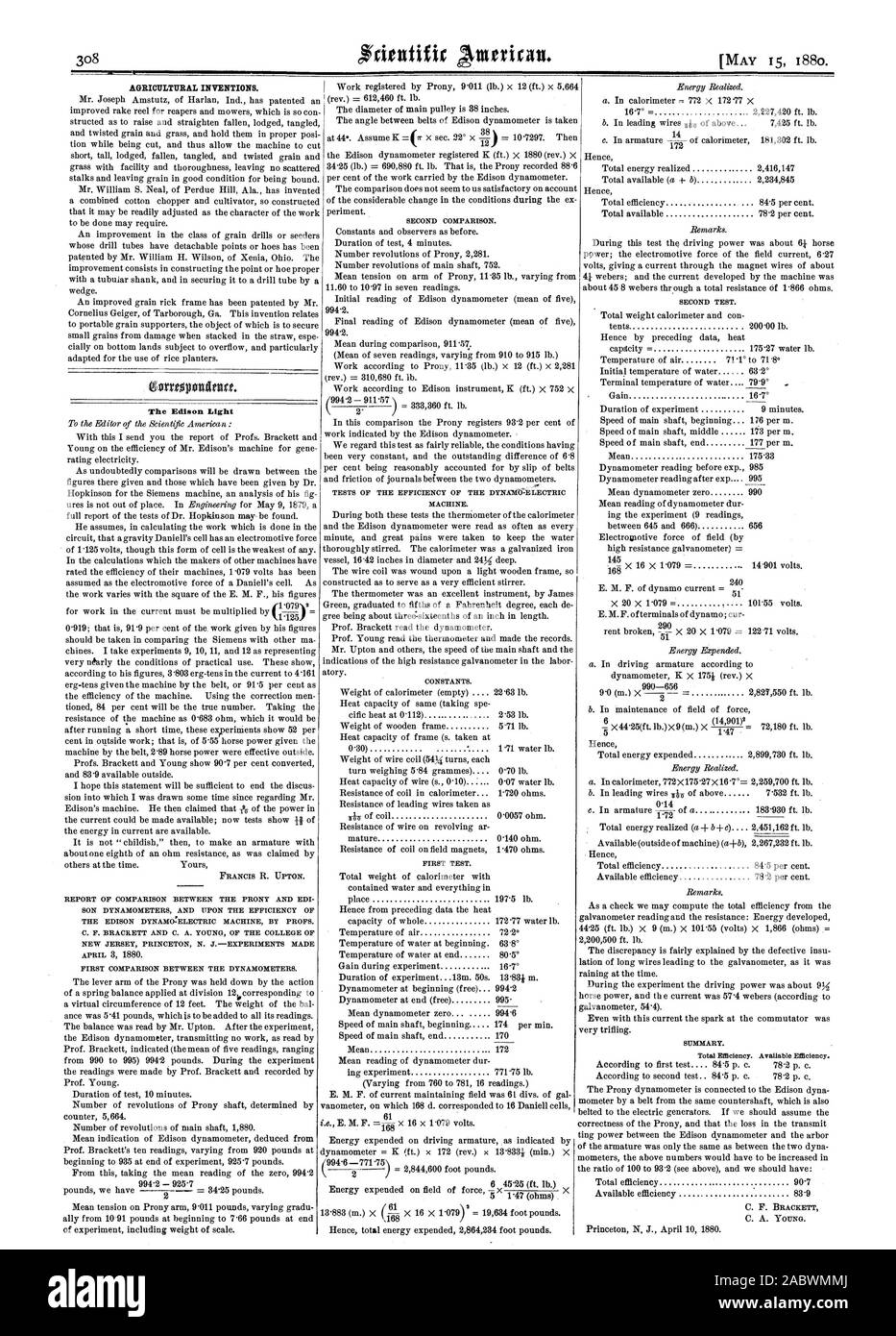The Edison Light AGRICULTURAL INVENTIONS., scientific american, 1880-05 ...