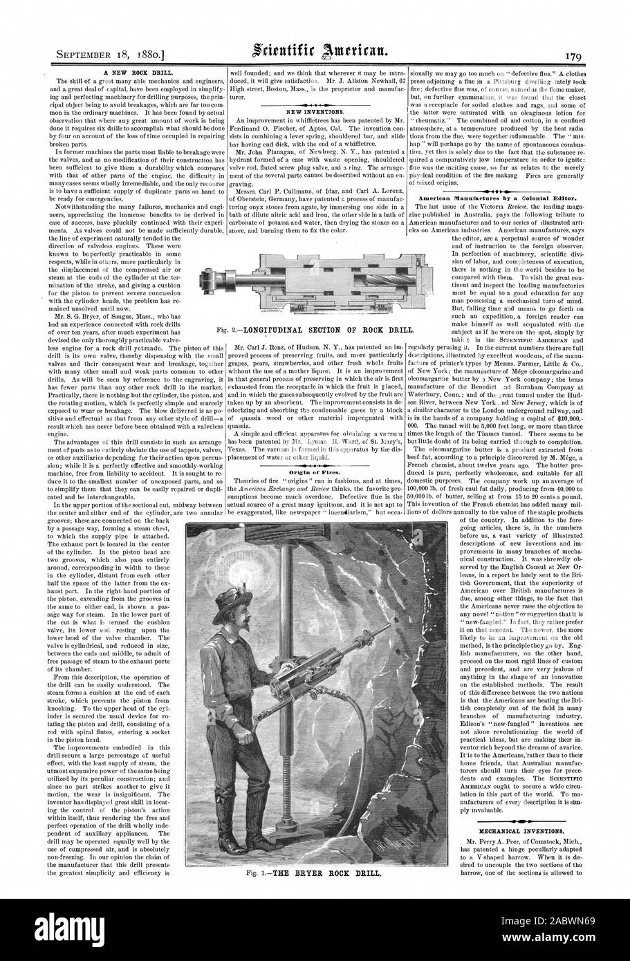A NEW ROCK DRILL. NEW INVENTIONS. MECHANICAL INVENTIONS., scientific ...
