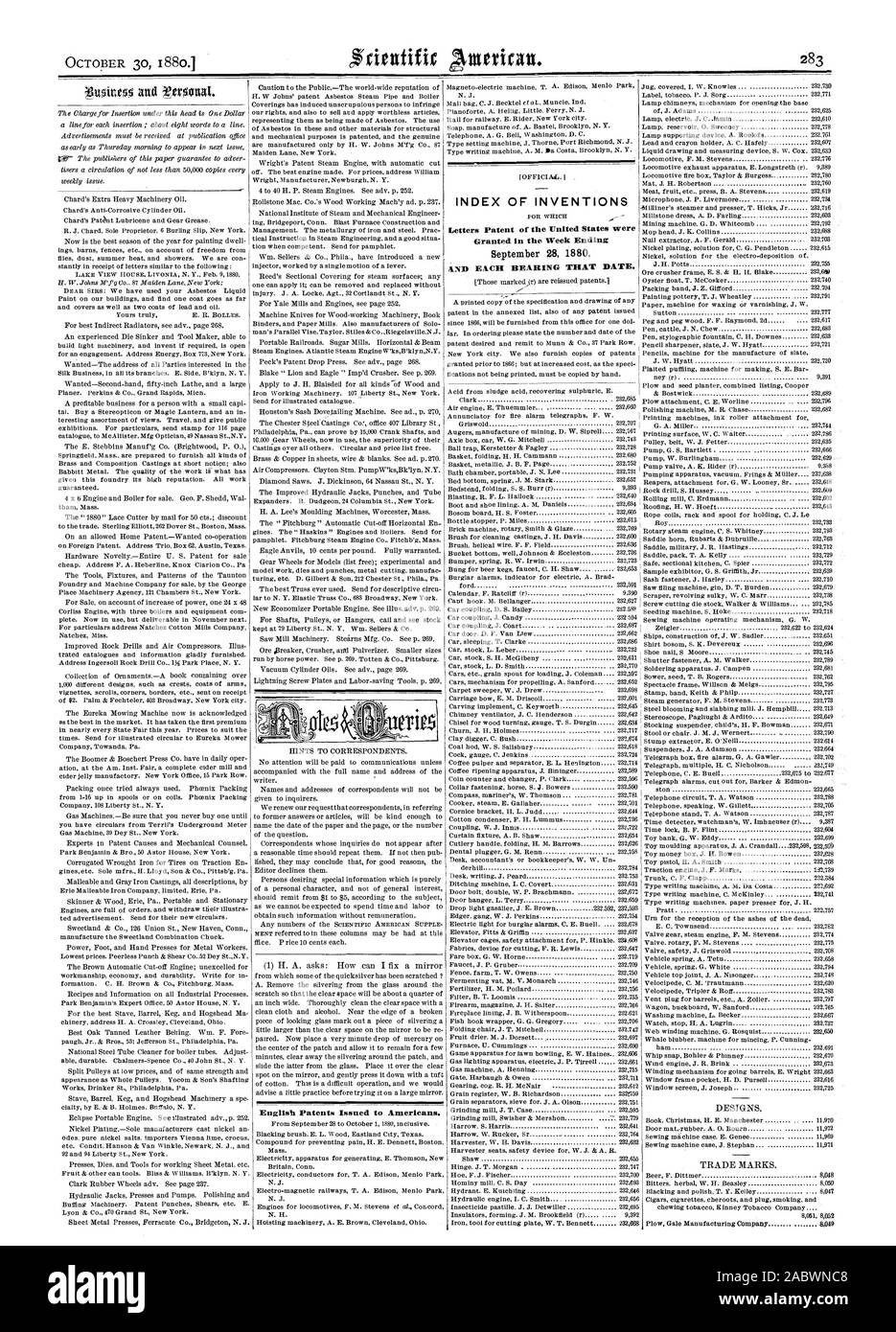 Inventions english patents issued hi-res stock photography and images ...