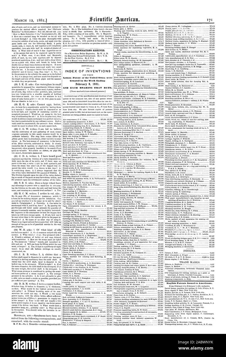 Each bearing that date english patents issued hi-res stock photography ...