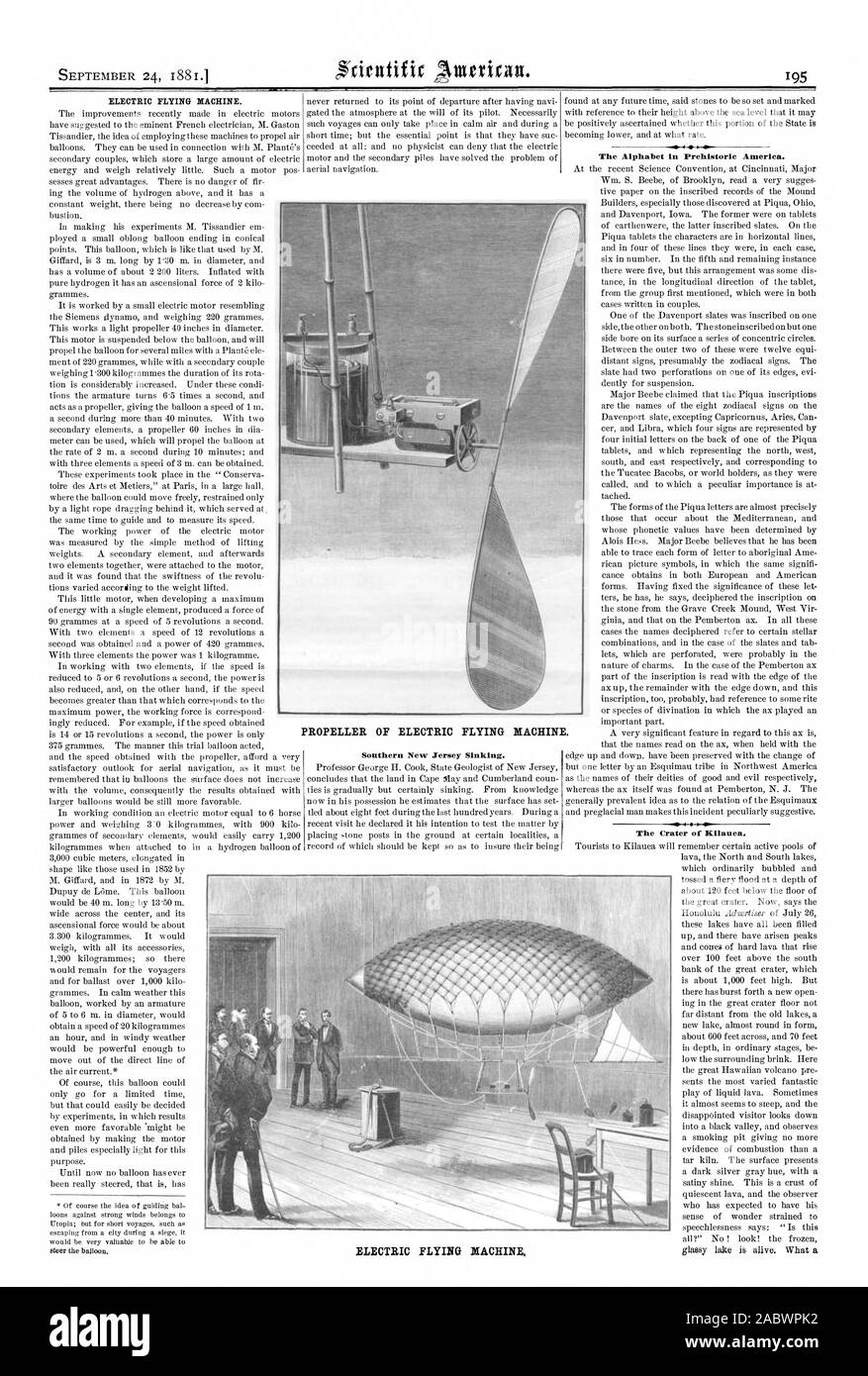 ELECTRIC FLYING MACHINE. Southern New Jersey Sinking. The Alphabet in ...
