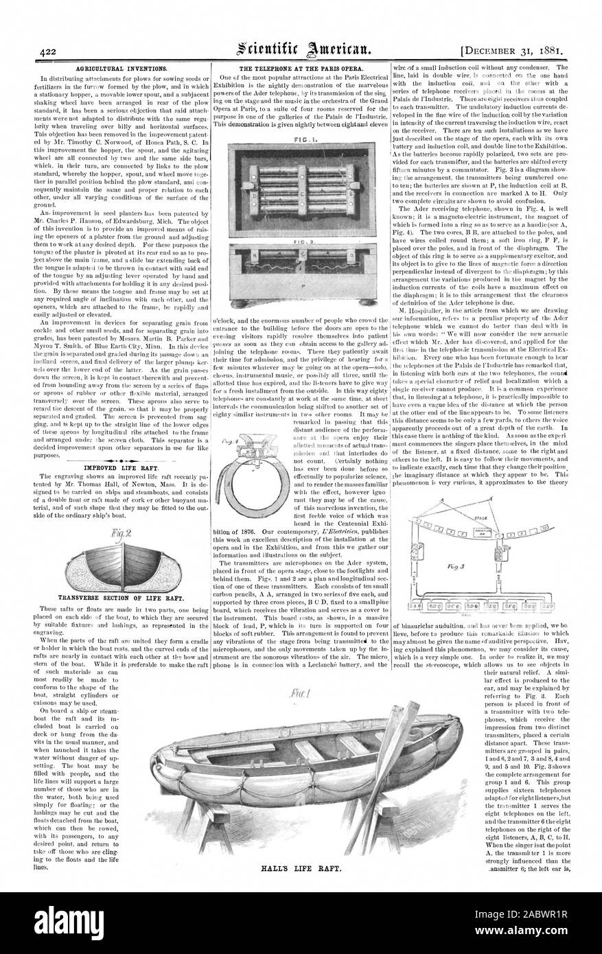 AGRICULTURAL INVENTIONS. IMPROVED LIFE RAFT. TRANSVERSE SECTION OF LIFE ...