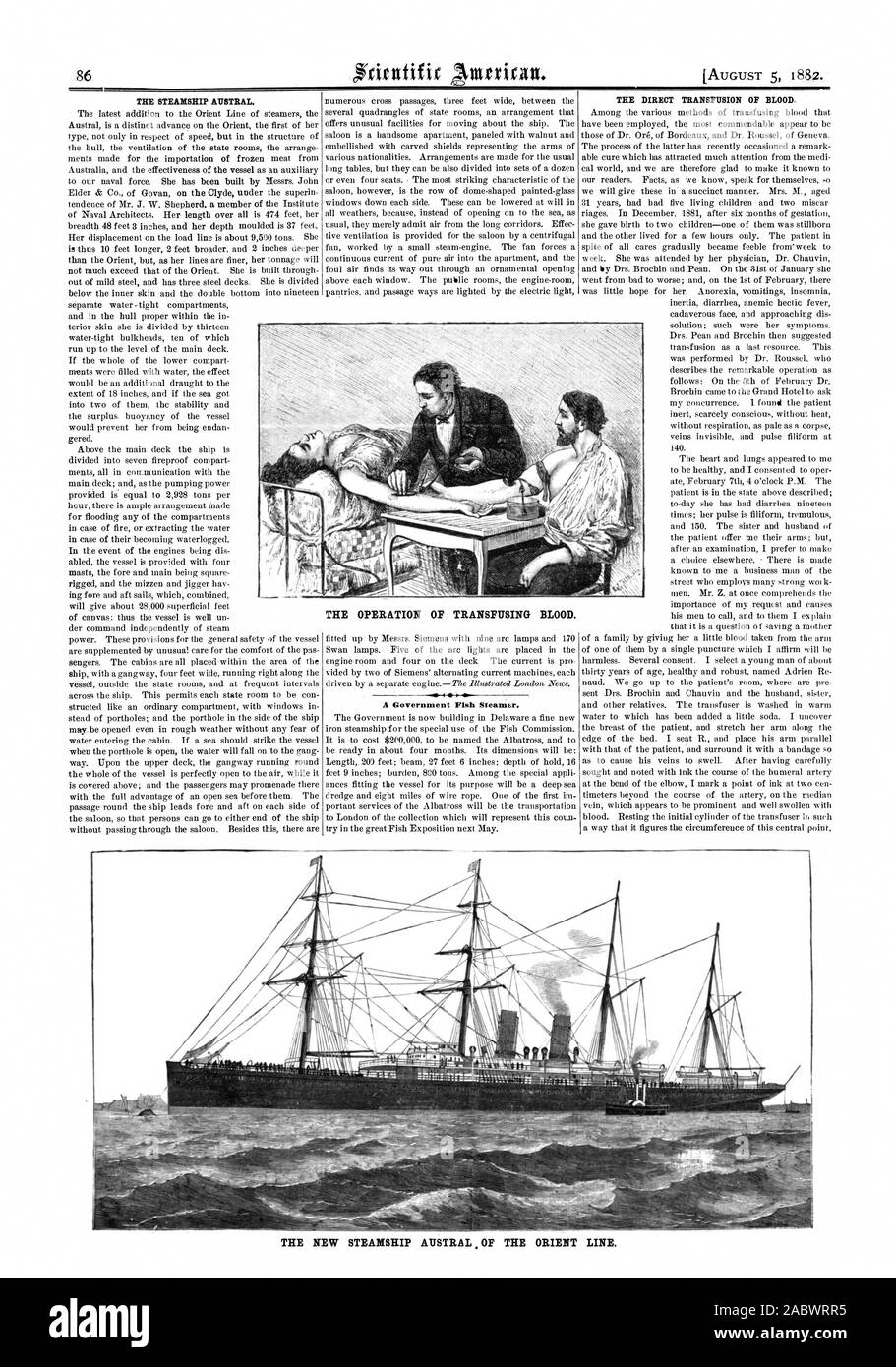 THE STEAMSHIP AUSTRAL. mil. ) A Government Fish Steamer. THE DIRECT ...