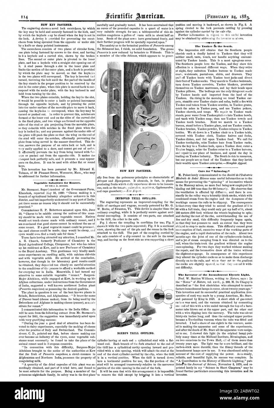 NEW KEY FASTENER. 4 I Vegetable Substitute for Rennet. NEW KEY FASTENER ...