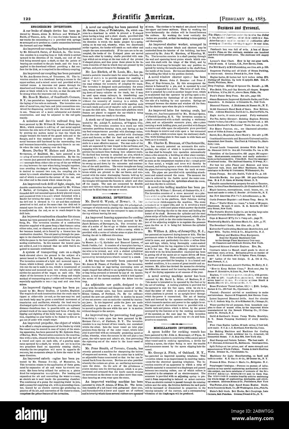 ENGINEERING INVENTIONS. MECHANICAL INVENTIONS. MISCELLANEOUS INVENTIONS ...