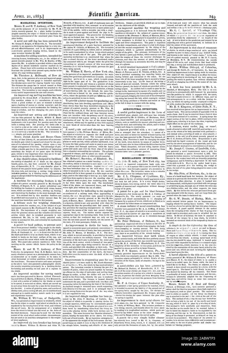 MECHANICAL INVENTIONS. AGRICULTURAL INVENTIONS. MISCELLANEOUS ...