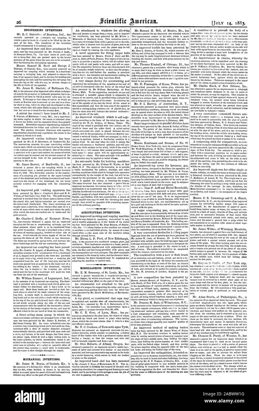ENGINEERING INVENTIONS. MECHANICAL INVENTIONS. AGRICULTURAL INVENTIONS ...