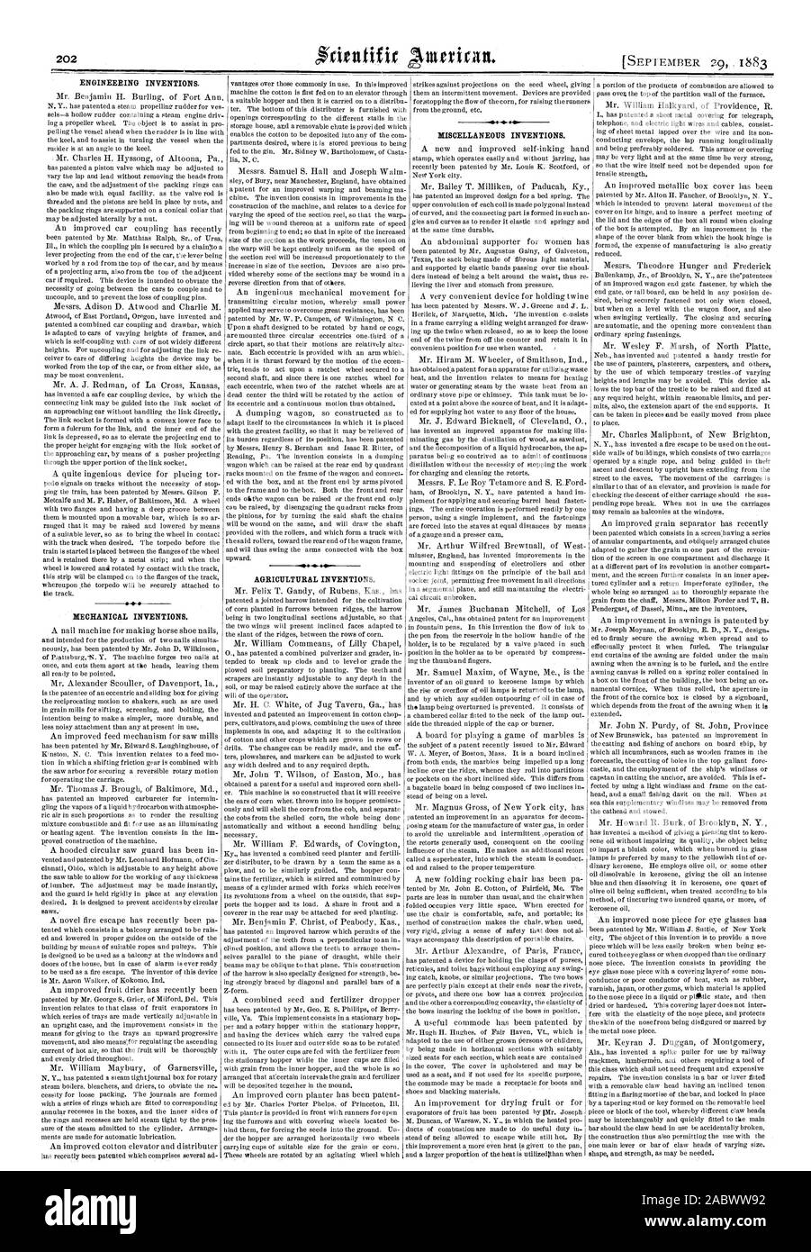 ENGINEERING INVENTIONS. AGRICULTURAL INVENTIONS. MECHANICAL INVENTIONS ...