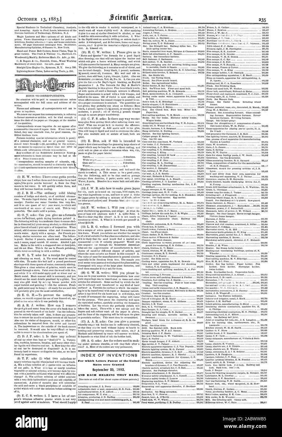 INDEX OF INVENTIONS For which Letters Patent of the United States were ...