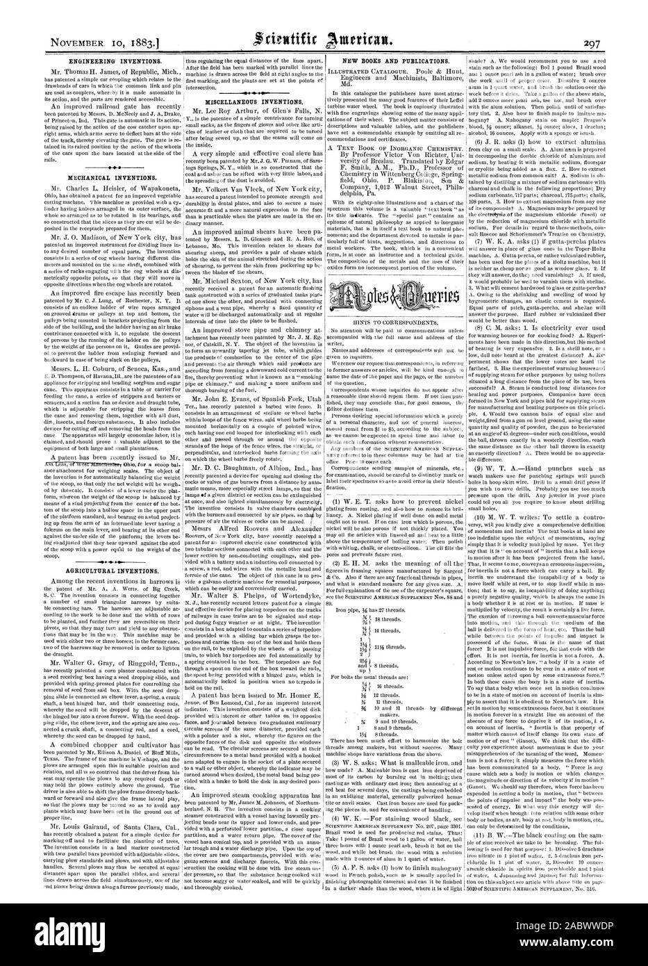 MECHANICAL INVENTIONS. AGRICULTURAL INVENTIONS. MISCELLANEOUS ...