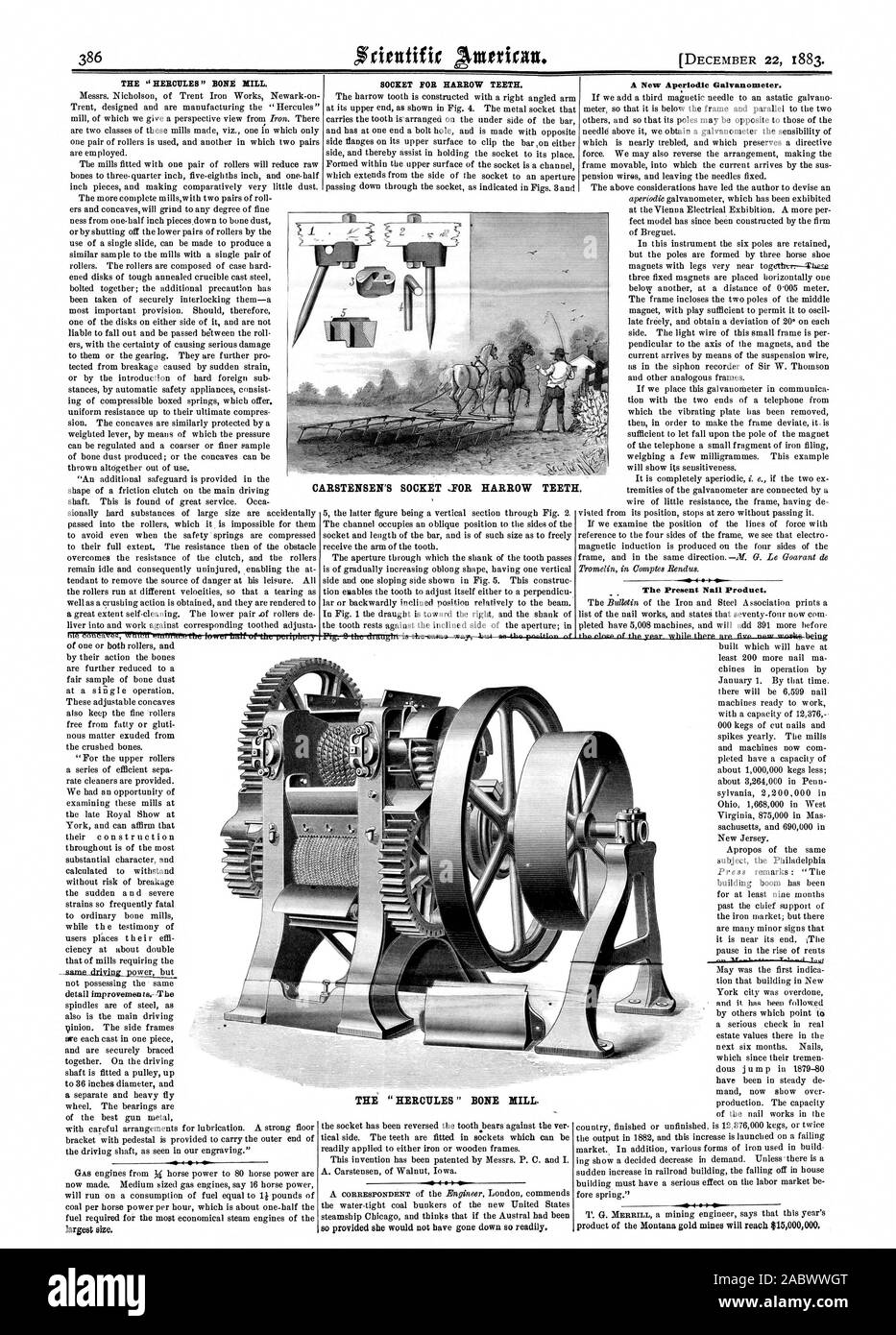 THE HERCULES BONE MILL. SOCKET FOR HARROW TEETH. A New Aperlodlc ...