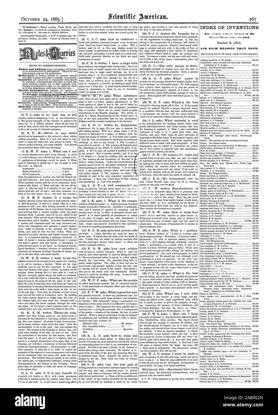 INDEX OF INVENTIONS For which Letters Patent of the United States were ...