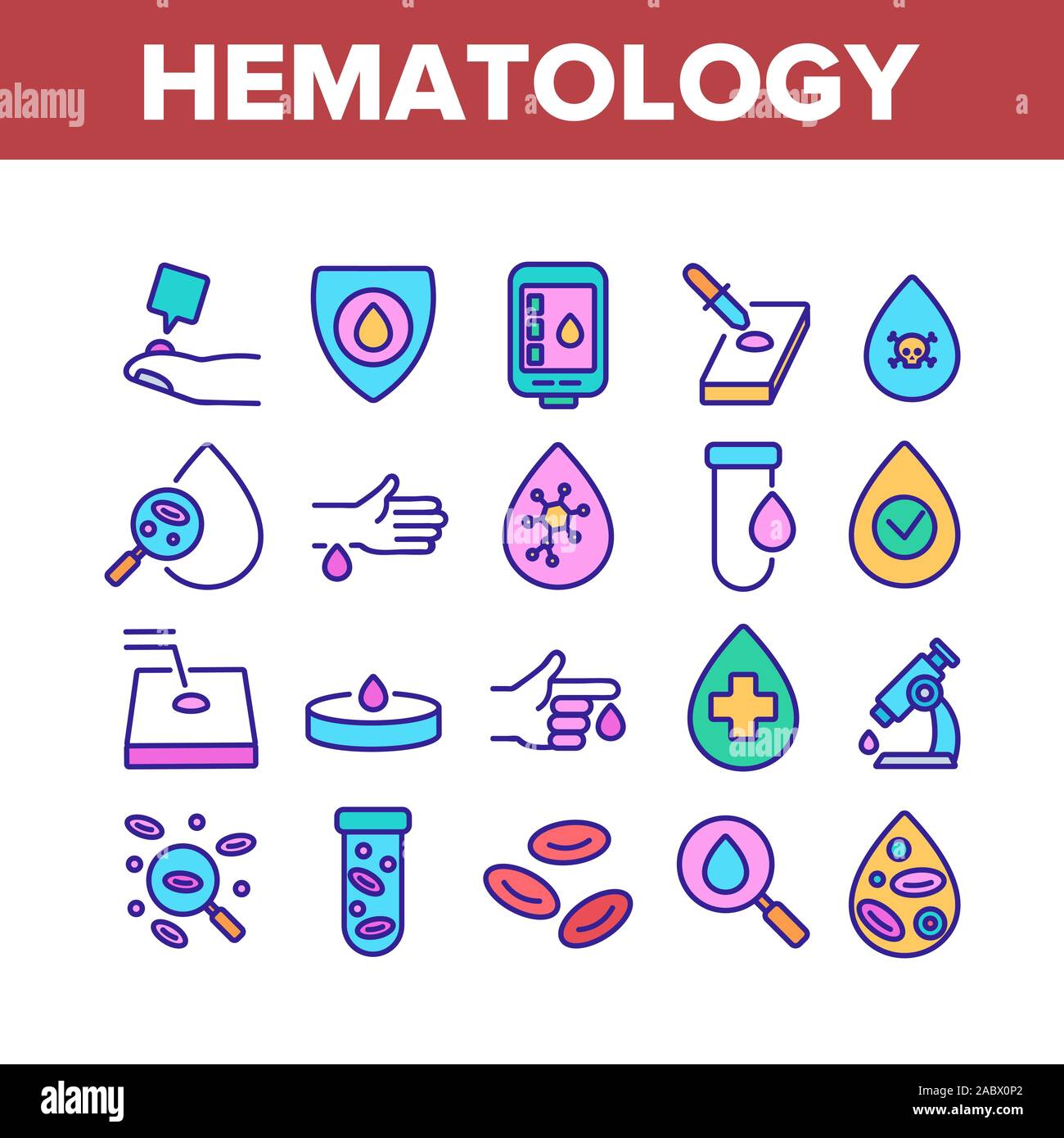 Hematology Collection Elements Icons Set Vector Stock Vector Image ...