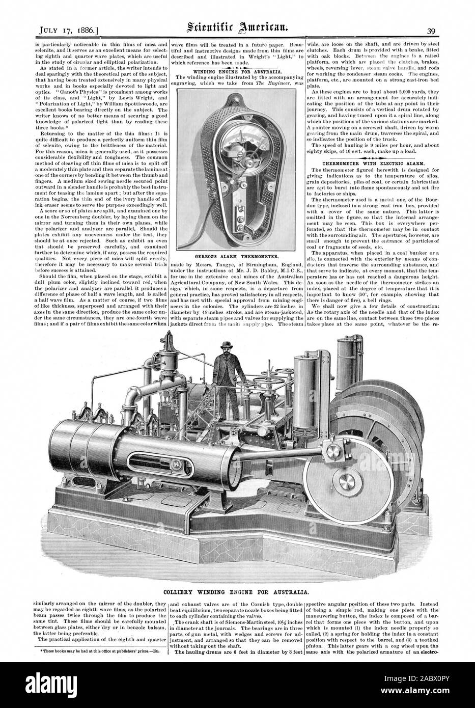 COLLIERY WINDING ENGINE FOR AUSTRALIA. WINDING ENGINE FOR AUSTRALIA ...