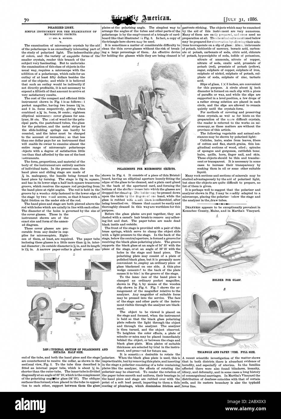 POLARIZED LIGHT. LONGITUDINAL SECTION OF POLARISCOPE AND DETAILS. HALF ...