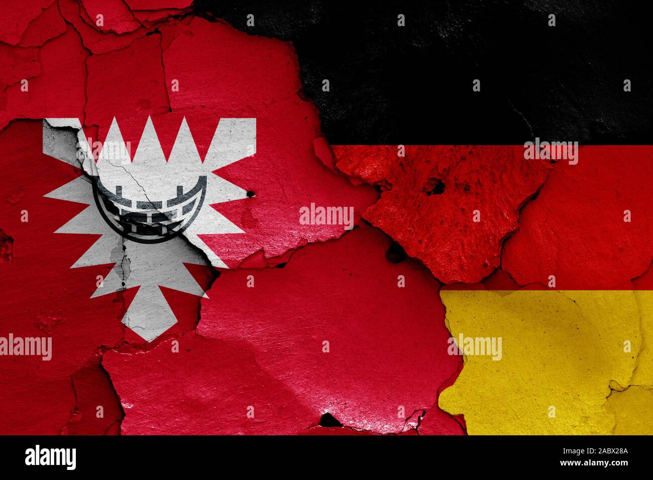 flags of Kiel and Germany painted on cracked wall Stock Photo - Alamy