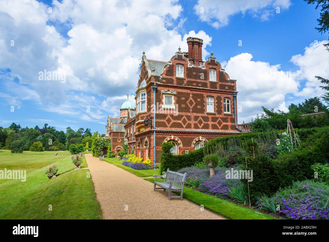 View of the rear facade of Sandringham House, the Queen's Jacobethan ...