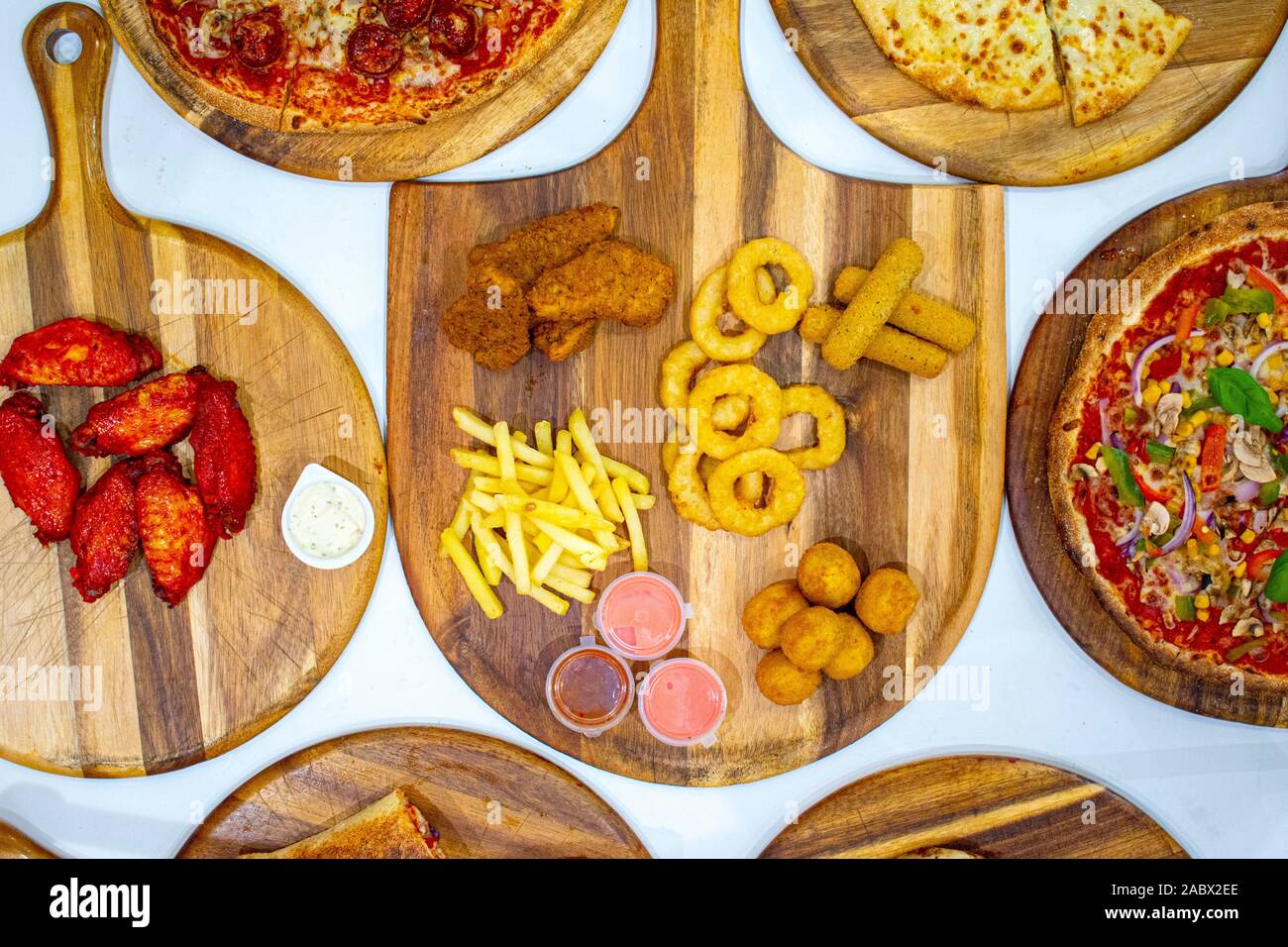 fast food platters Stock Photo - Alamy