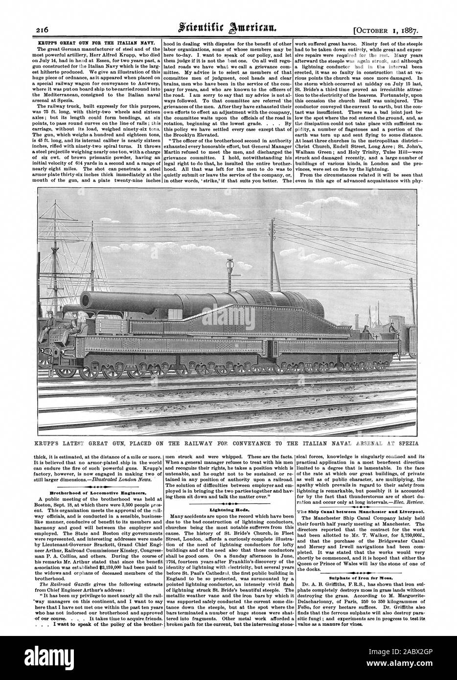 KRUPP'S GREAT GUN FOR THE ITALIAN NAVY. KRUPP'S LATEST GREAT GUN PLACED ...