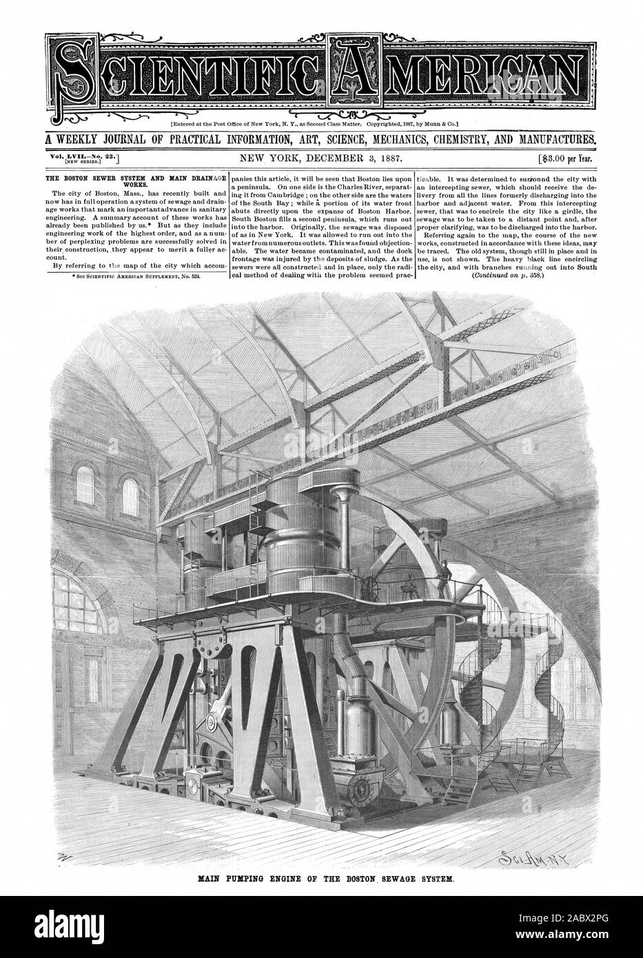 THE BOSTON SEWER SYSTEM AND MAIN DRAINAGE WORKS. MAIN PUMPING ENGINE OF ...