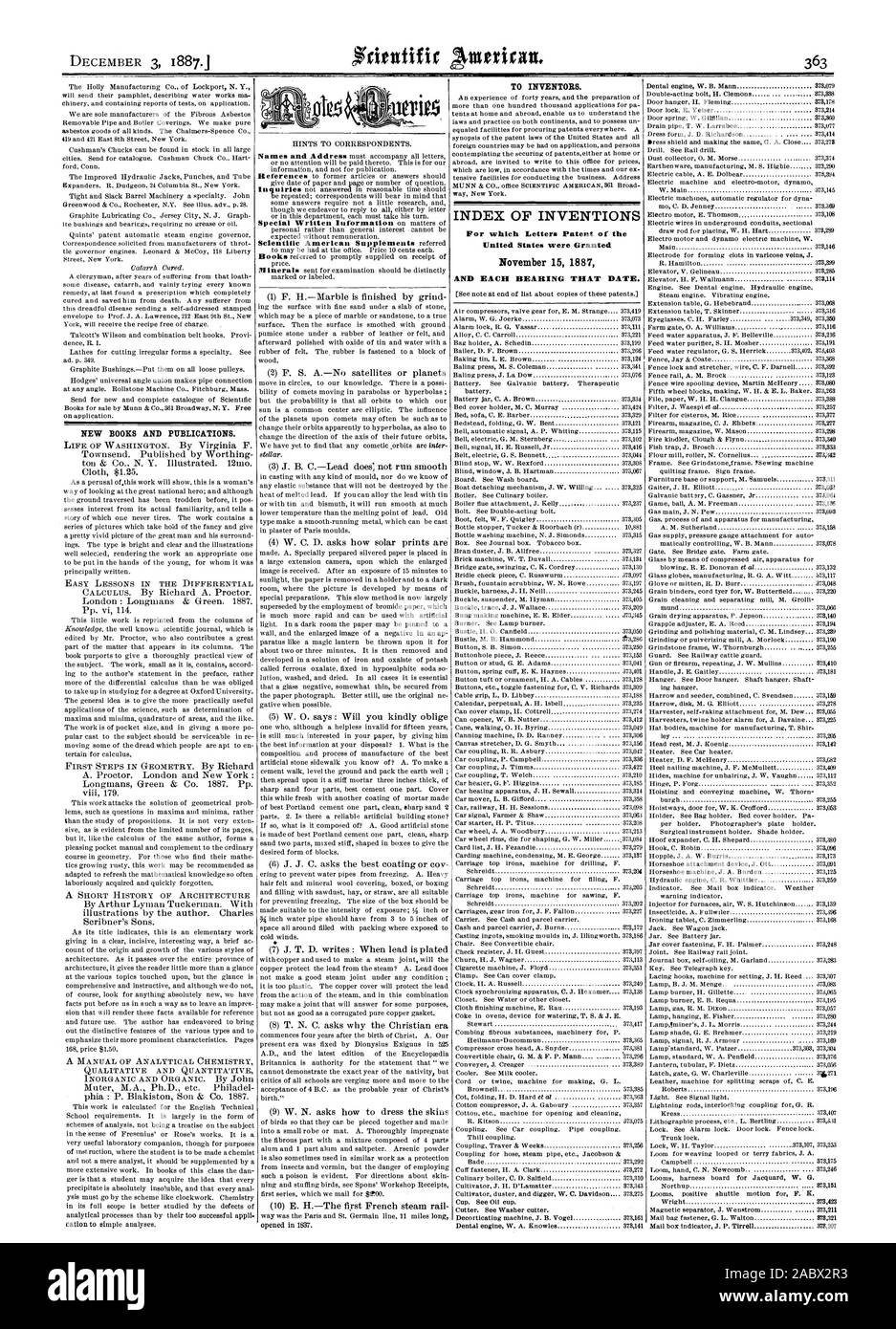 1887 patent hi-res stock photography and images - Alamy