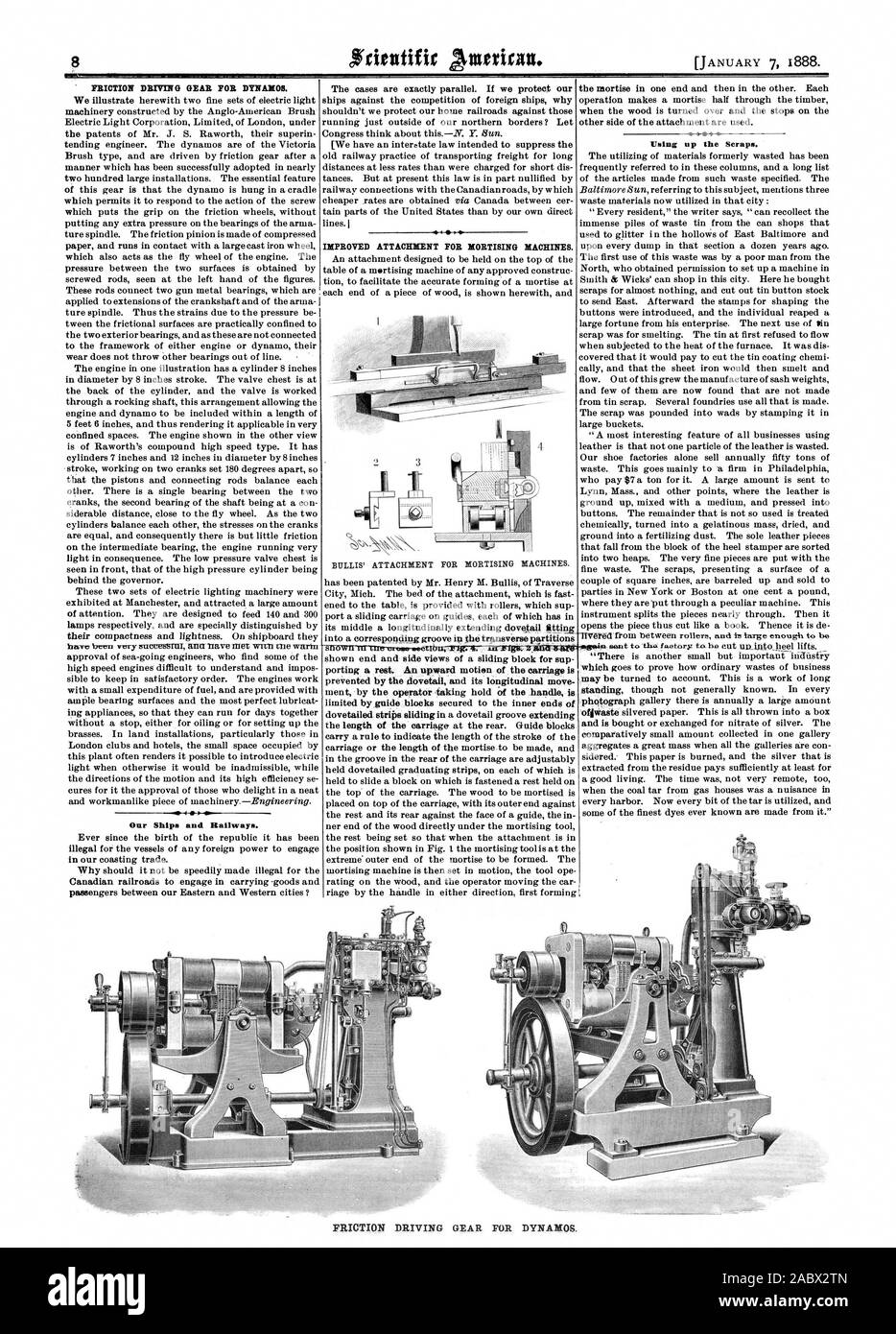 FRICTION DRIVING GEAR FOR DYNAMOS. Our Ships and Railways. IMPROVED ...