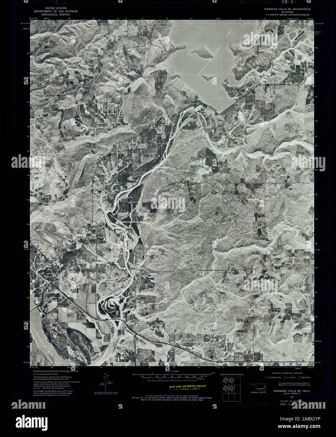 USGS TOPO Map Oklahoma OK Webbers Falls SE 707063 1972 24000 Inverted ...