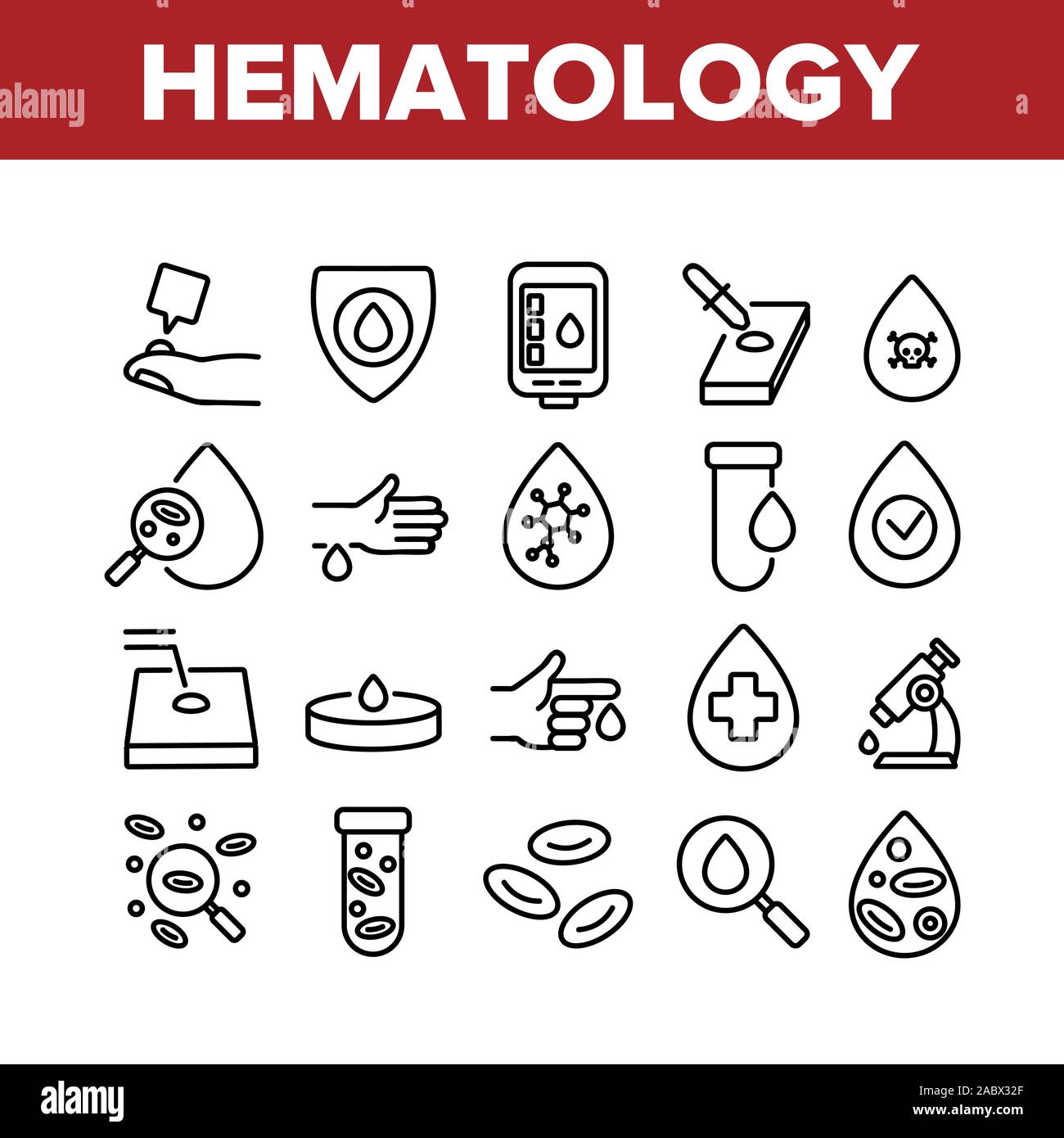 Hematology Collection Elements Icons Set Vector Stock Vector Image ...