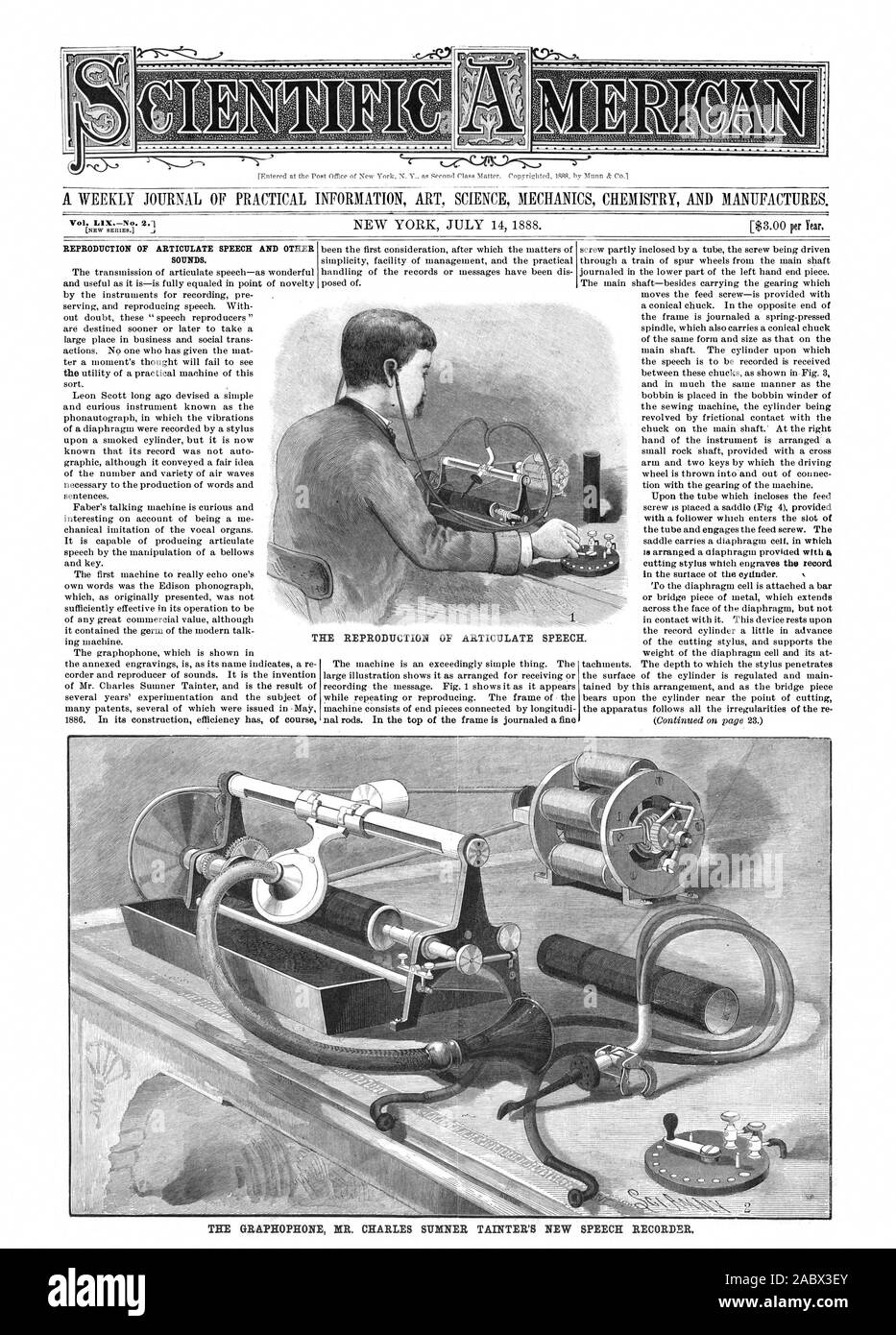 Charles sumner tainters new speech recorder hi-res stock photography ...