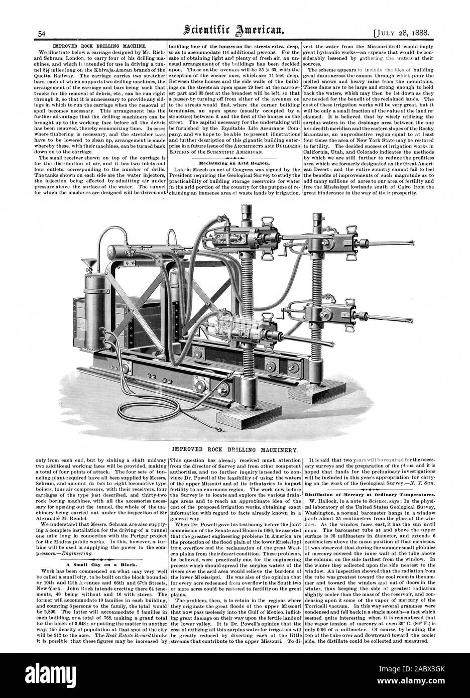 IMPROVED ROCK DRILLING MACHINE. Reclaiming an Arid Region. IMPROVED ...