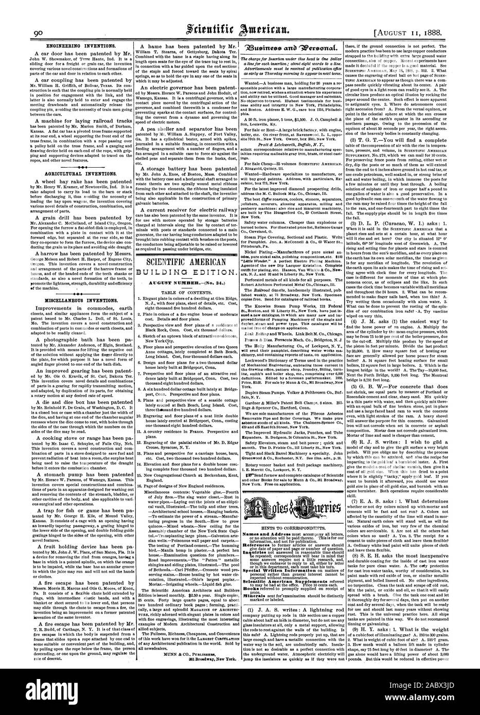 ENGINEERING INVENTIONS. AGRICULTURAL INVENTIONS MISCELLANEOUS ...