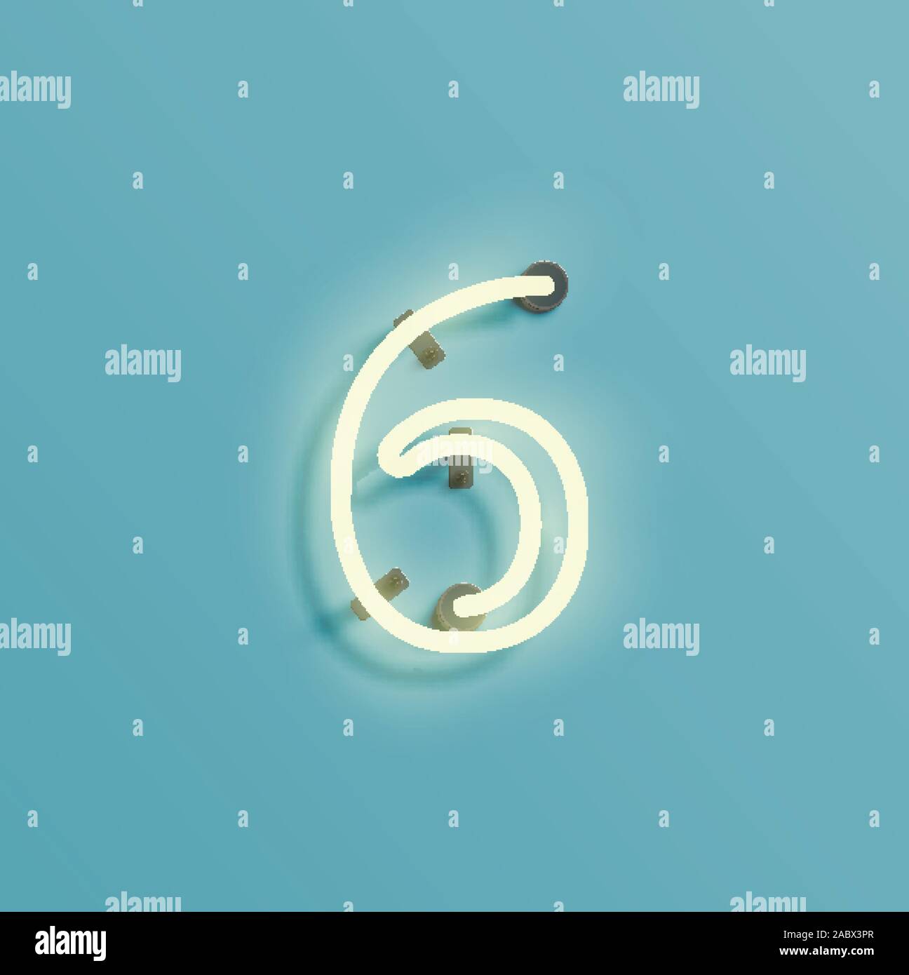 Realistic neon character from a fontset, vector Stock Vector Image ...