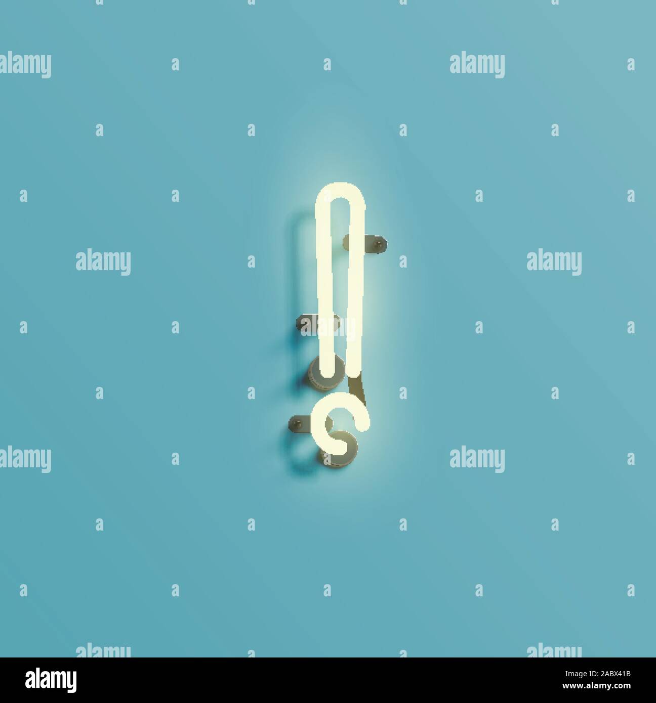 Realistic neon character from a fontset, vector Stock Vector Image ...