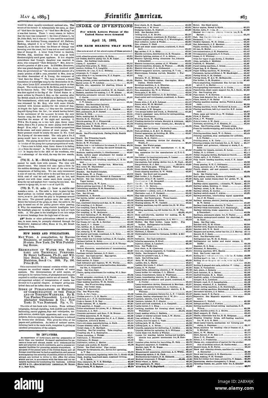 American patent publications for 1889 hi-res stock photography and ...