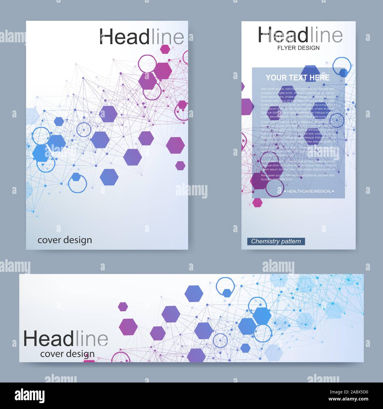 Set flyer, brochure size A4 template,banner. Molecular structure with ...
