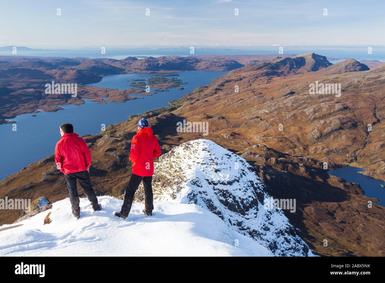 Mountaineers on the Munro, Slioch above Loch Maree, Scotland, UK Stock ...