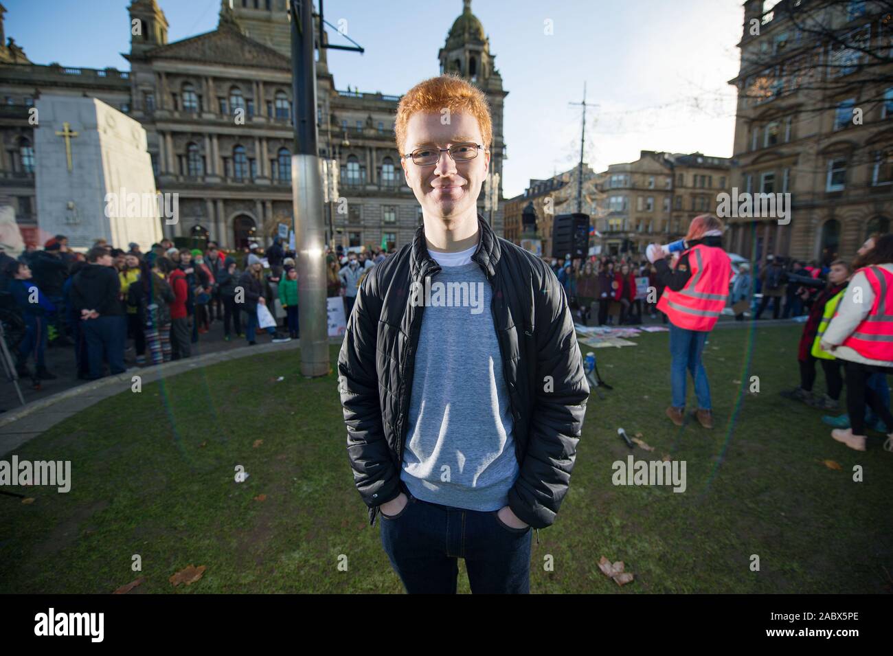 Glasgow, UK. 29th Nov, 2019. Pictured: Ross Greer MSP. Scottish Green ...