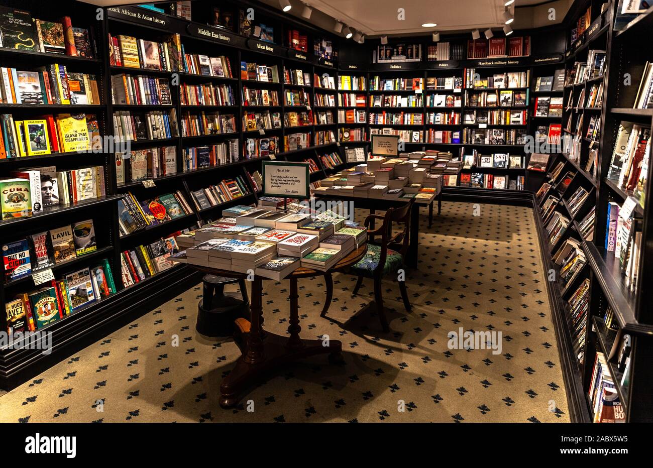 Shelves packed with books, Hatchards bookshop, London, England, UK ...