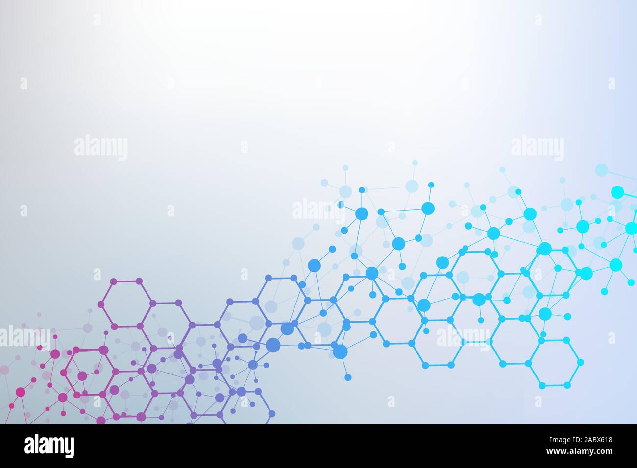 Science network pattern, connecting lines and dots. Technology hexagons ...