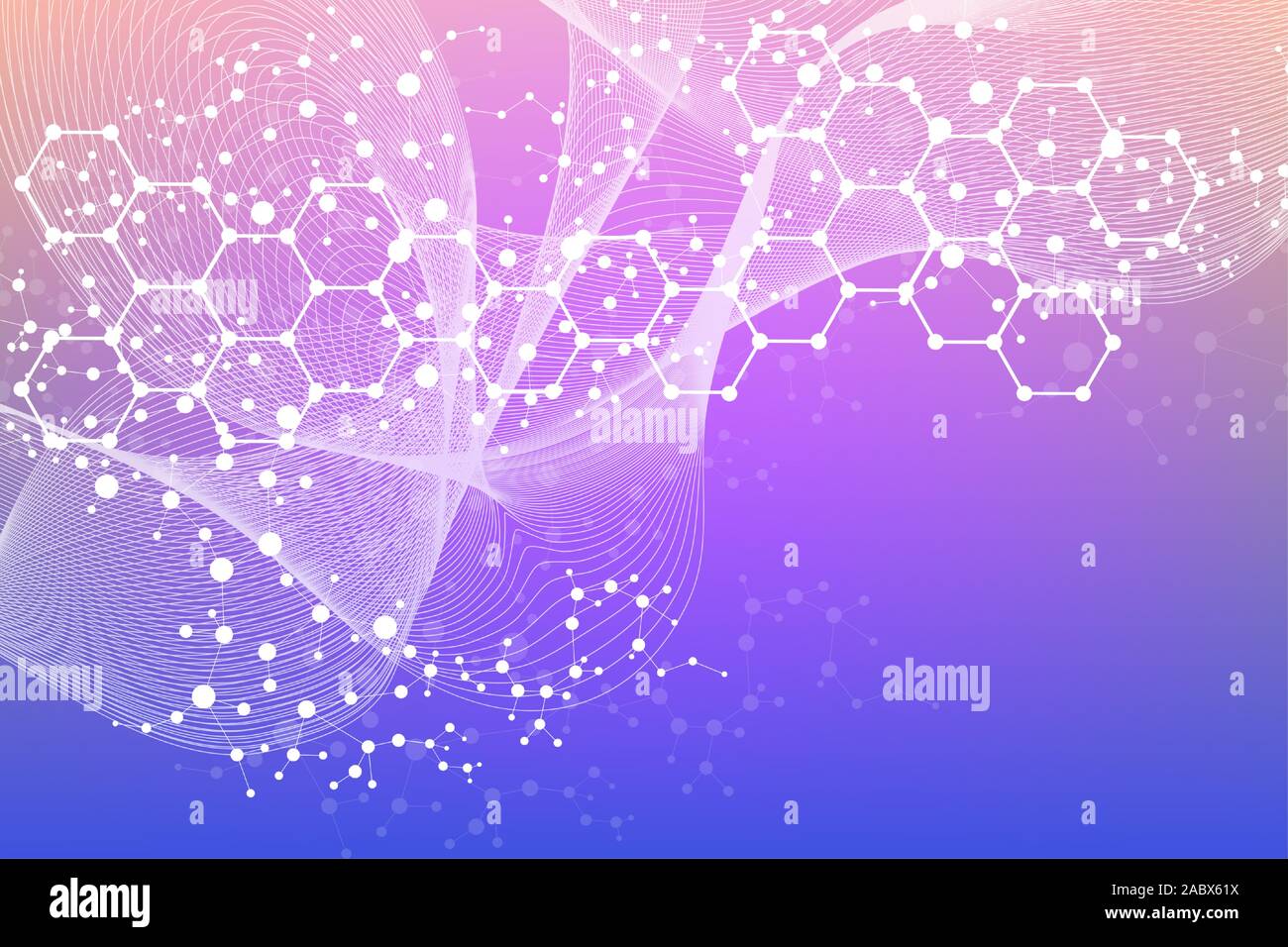 Science network pattern, connecting lines and dots. Technology hexagons ...