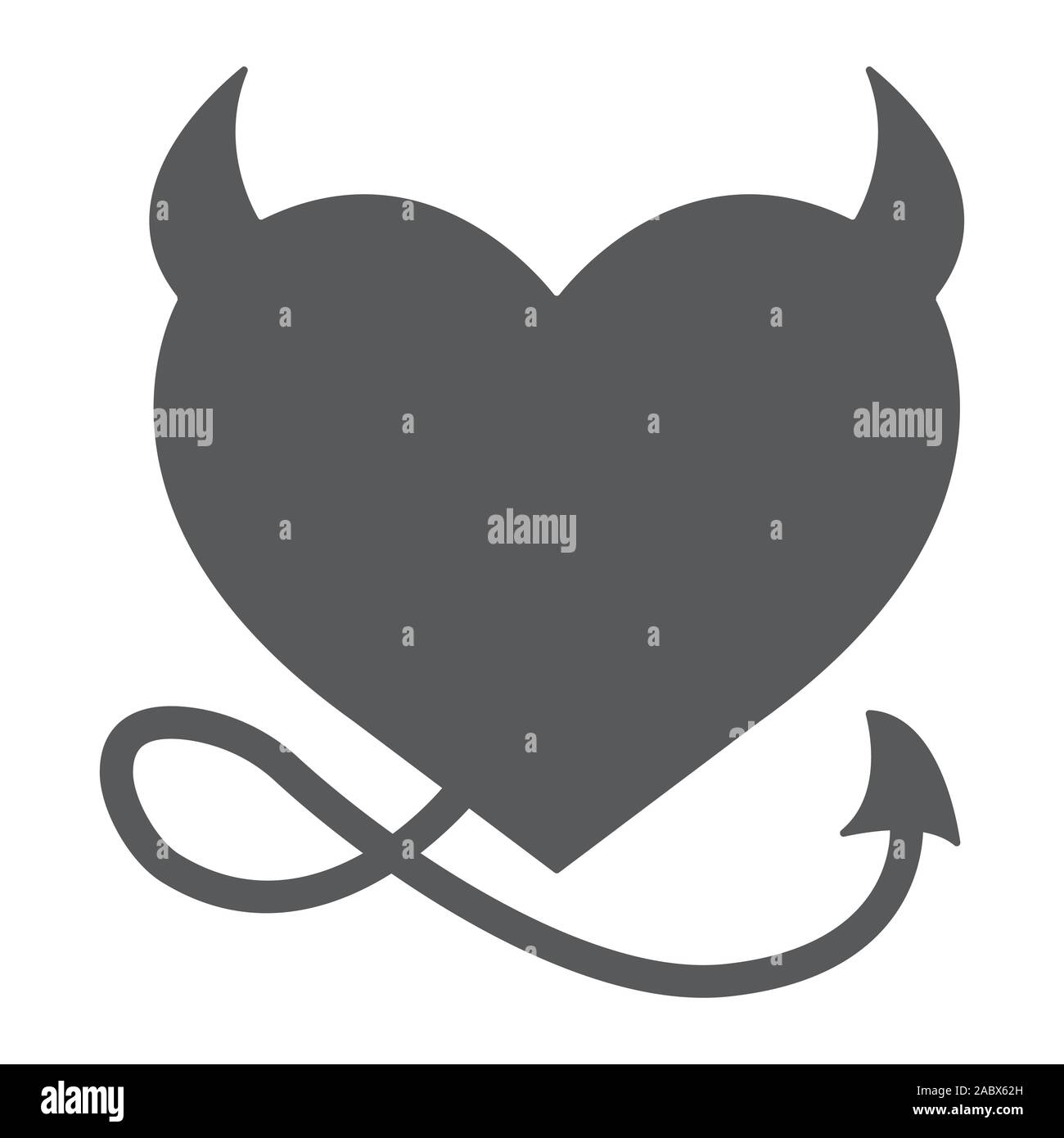 Devil Heart Valentine glyph icon, love and holiday, devil heart sign ...