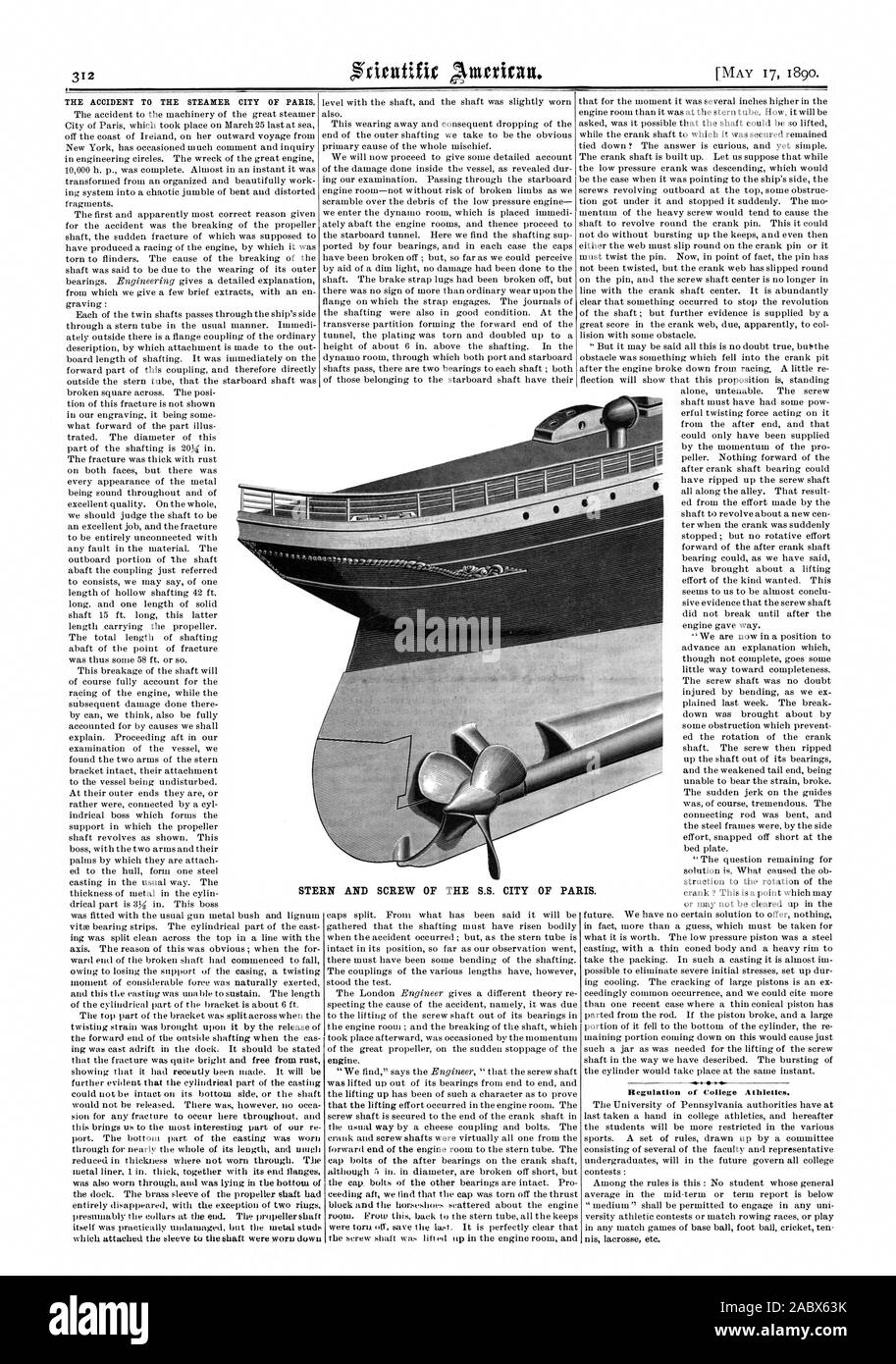 THE ACCIDENT TO THE STEAMER CITY OF PARIS. engine. Regulation of ...