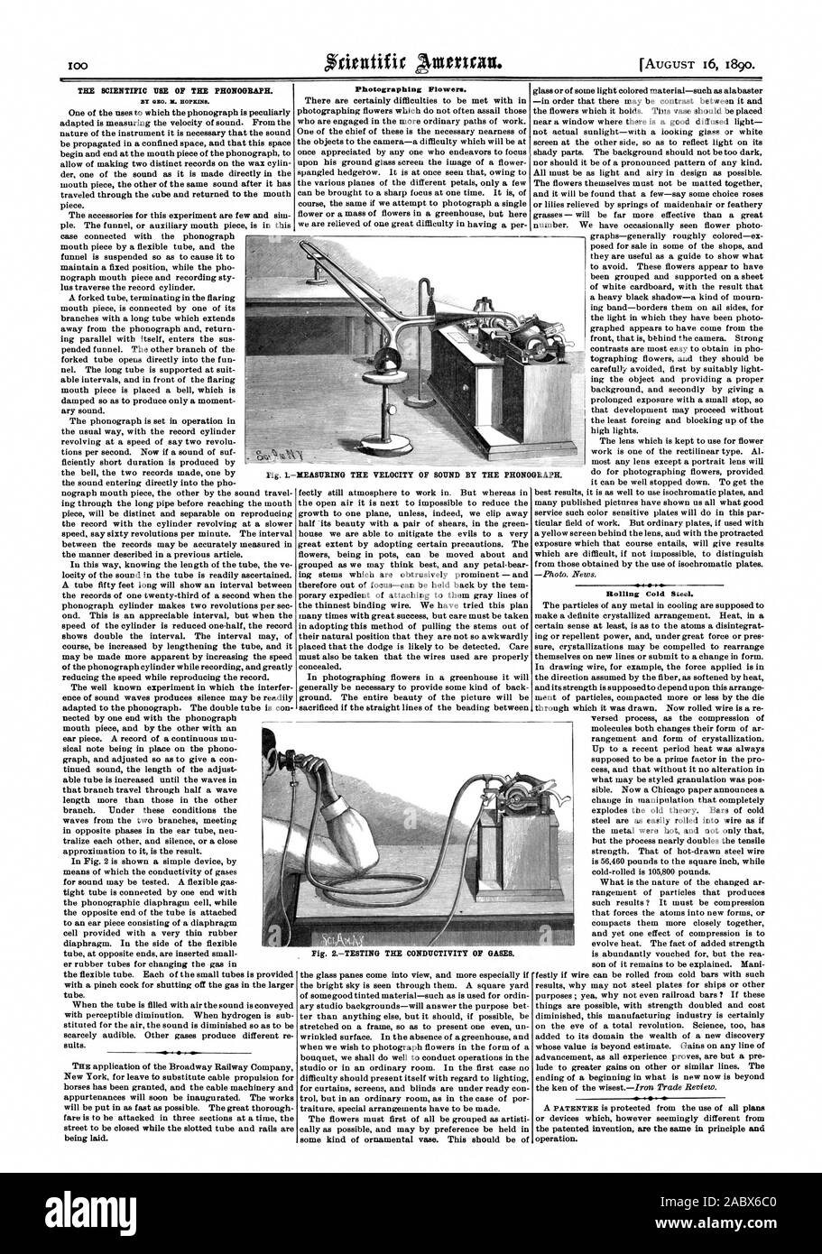 THE SCIENTIFIC USE OF THE PHONOGRAPH. BY ONO. X. HOPKINS. Photographing ...
