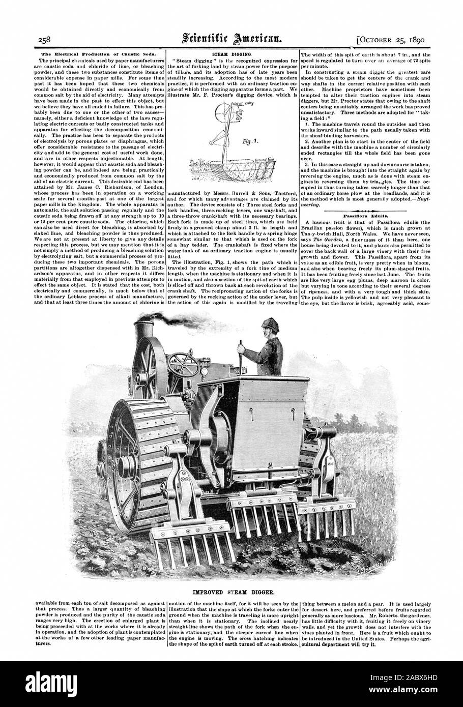 Improved steam digger, scientific american, 1890-10-25 Stock Photo - Alamy