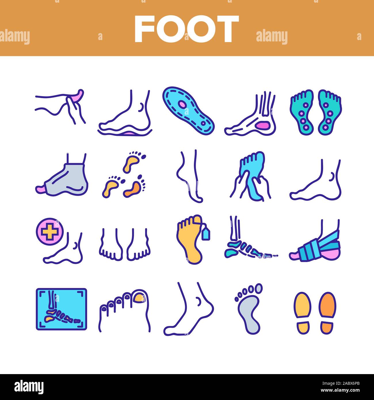 Foot Human Body Part Collection Icons Set Vector Stock Vector Image ...
