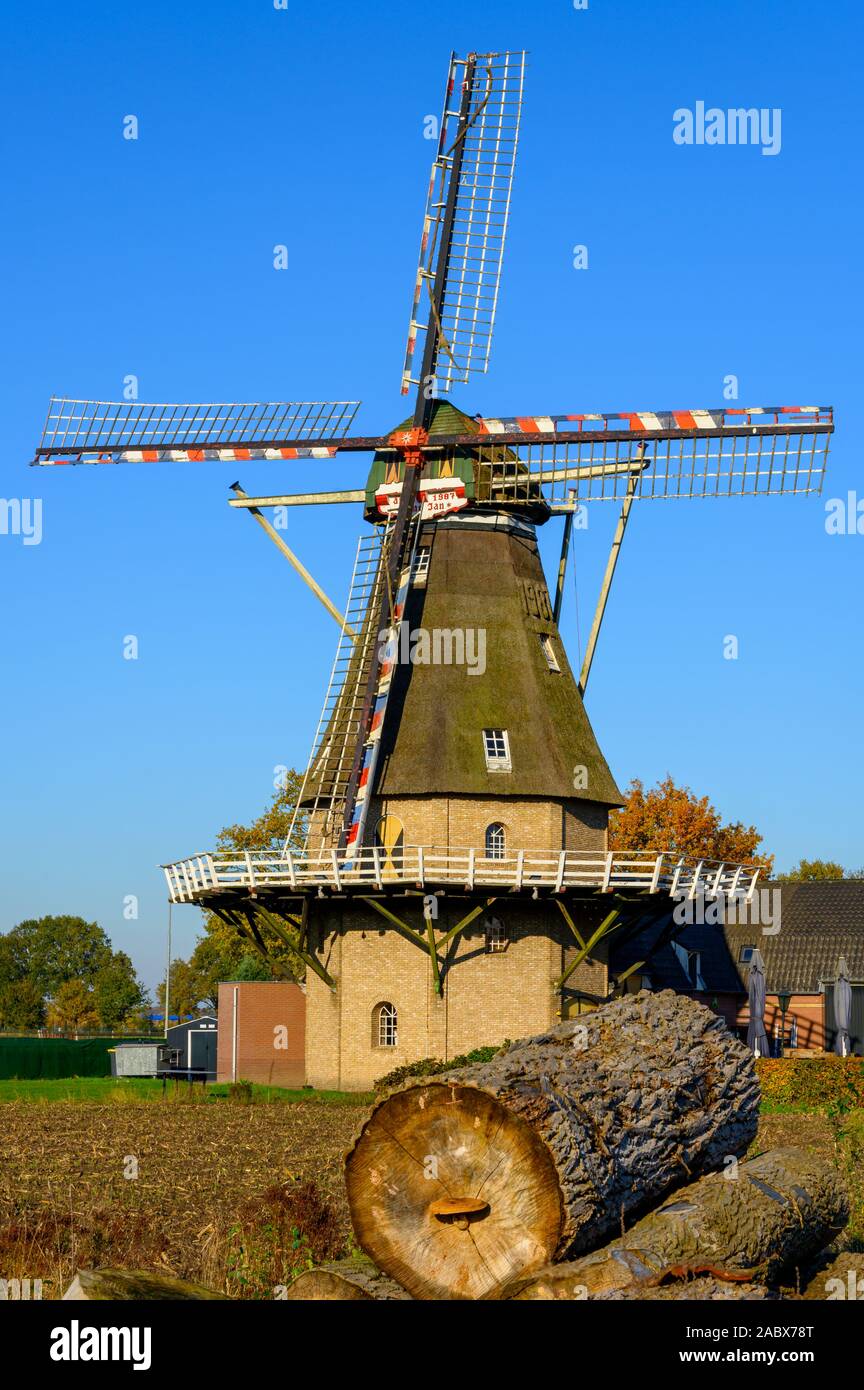 View on traditional Dutch wind mill in Oerle, North-Brabant ...