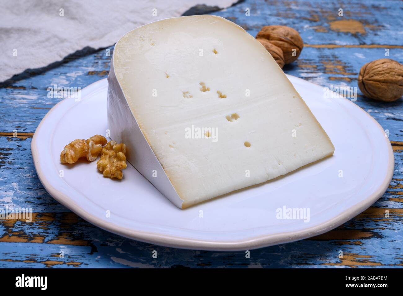 Cheese collection, Dutch hard white goat cheese close up Stock Photo ...